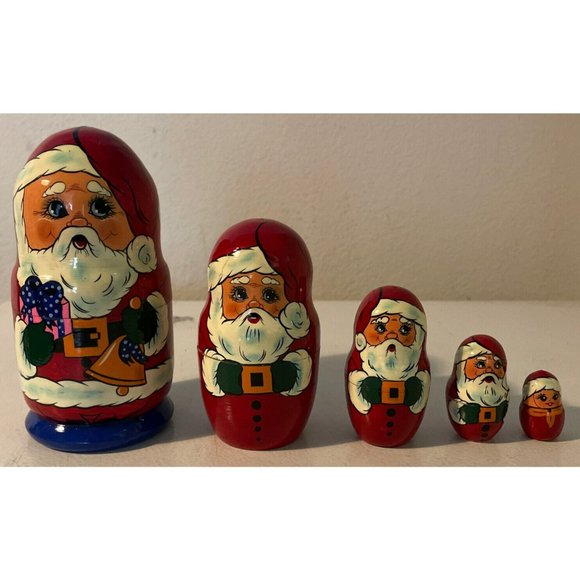 Wooden | Holiday | Santa Nesting Dolls Bell Presents | Poshmark